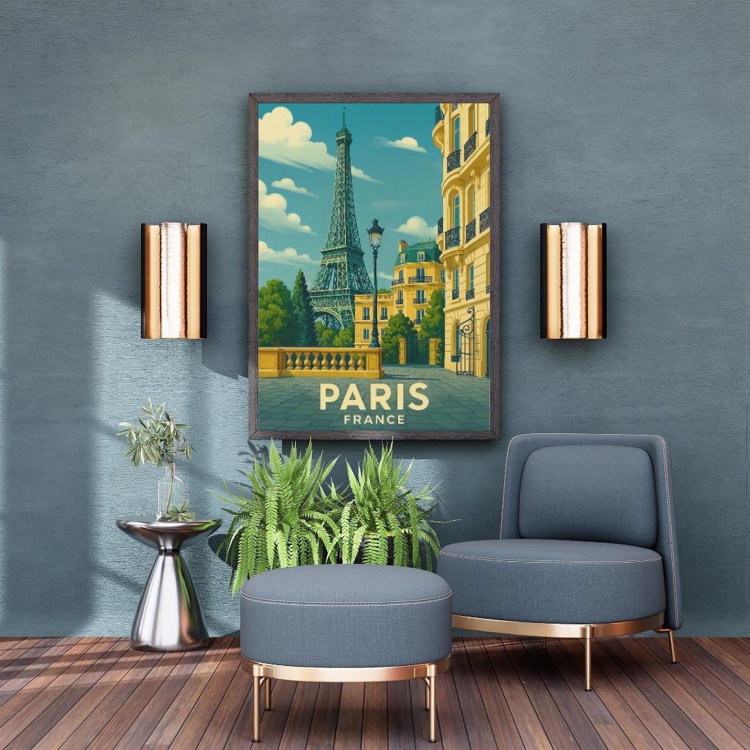 Vintage Paris France Poster – Eiffel Tower Digital Poster – Retro ...