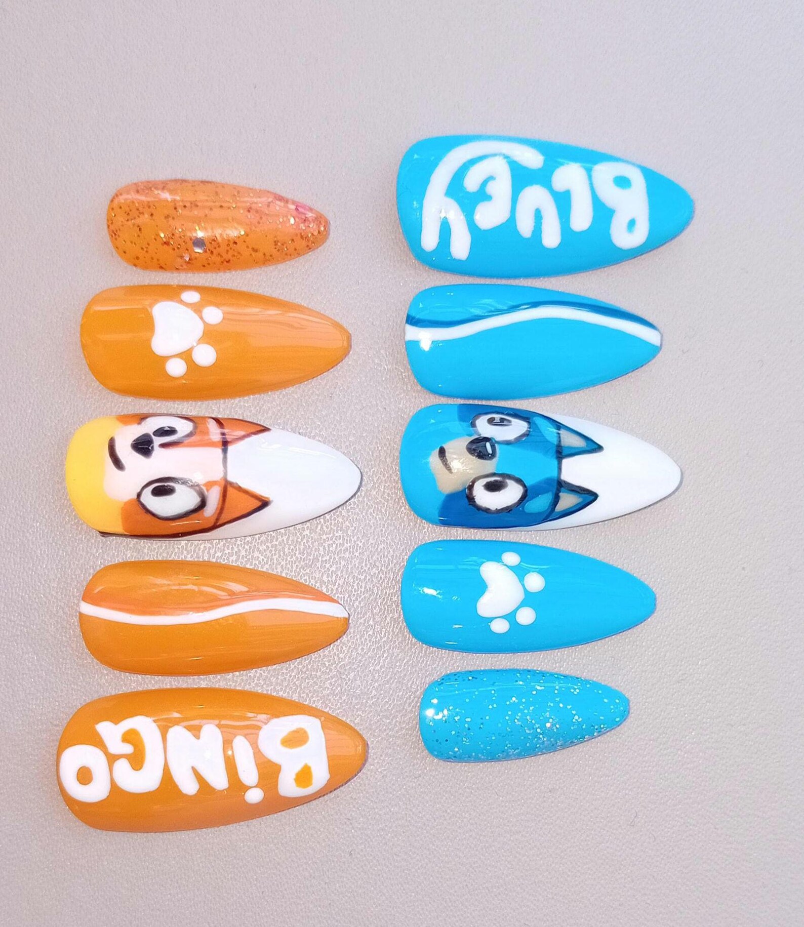 Bluey and Bingo Themed Nails - Etsy