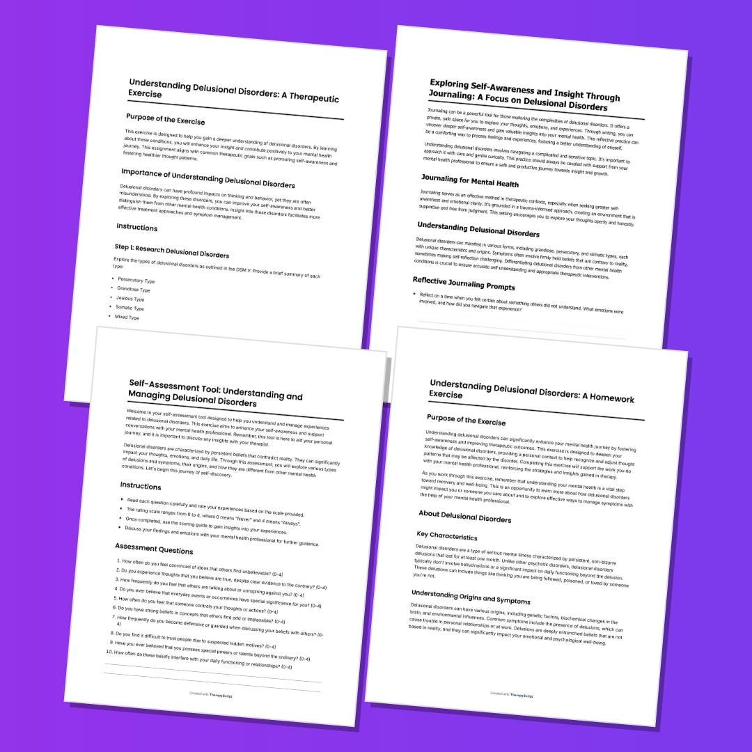 Understanding Delusional Disorders - 4 Document Bundle - Etsy