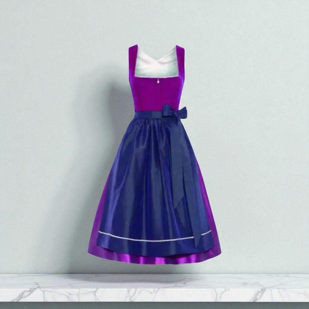 Elegant Purple Velvet Dirndl Dress With Blouse | Handcrafted Bavarian ...
