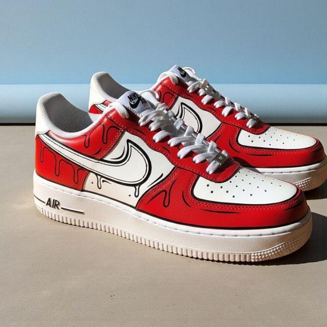 Custom Hand-painted Red Drip AF1 Sneakers – Comic Style Air Force 1 - Etsy