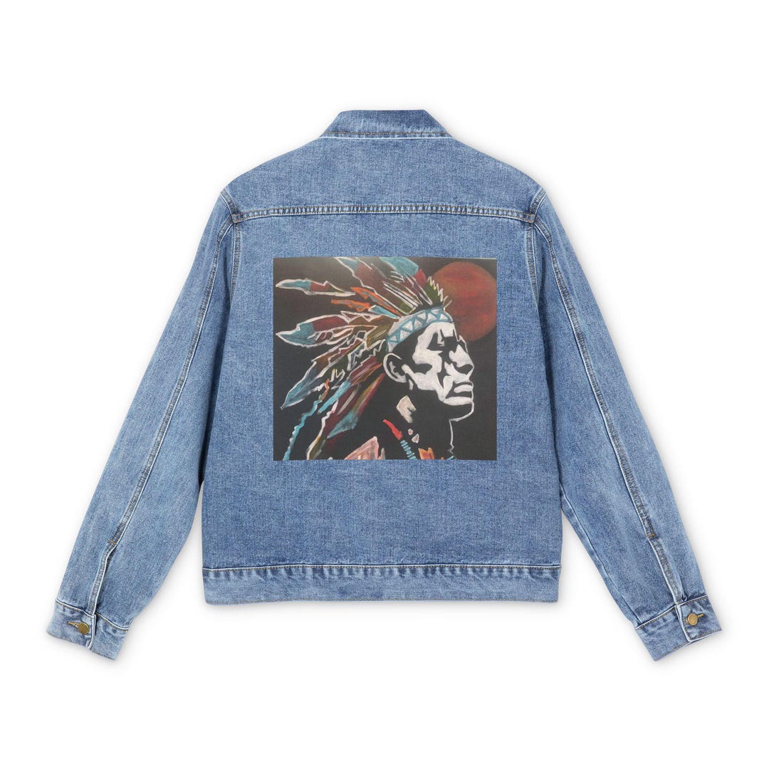 Men's Denim Jacket: Vintage Style With Native Art Details - Etsy
