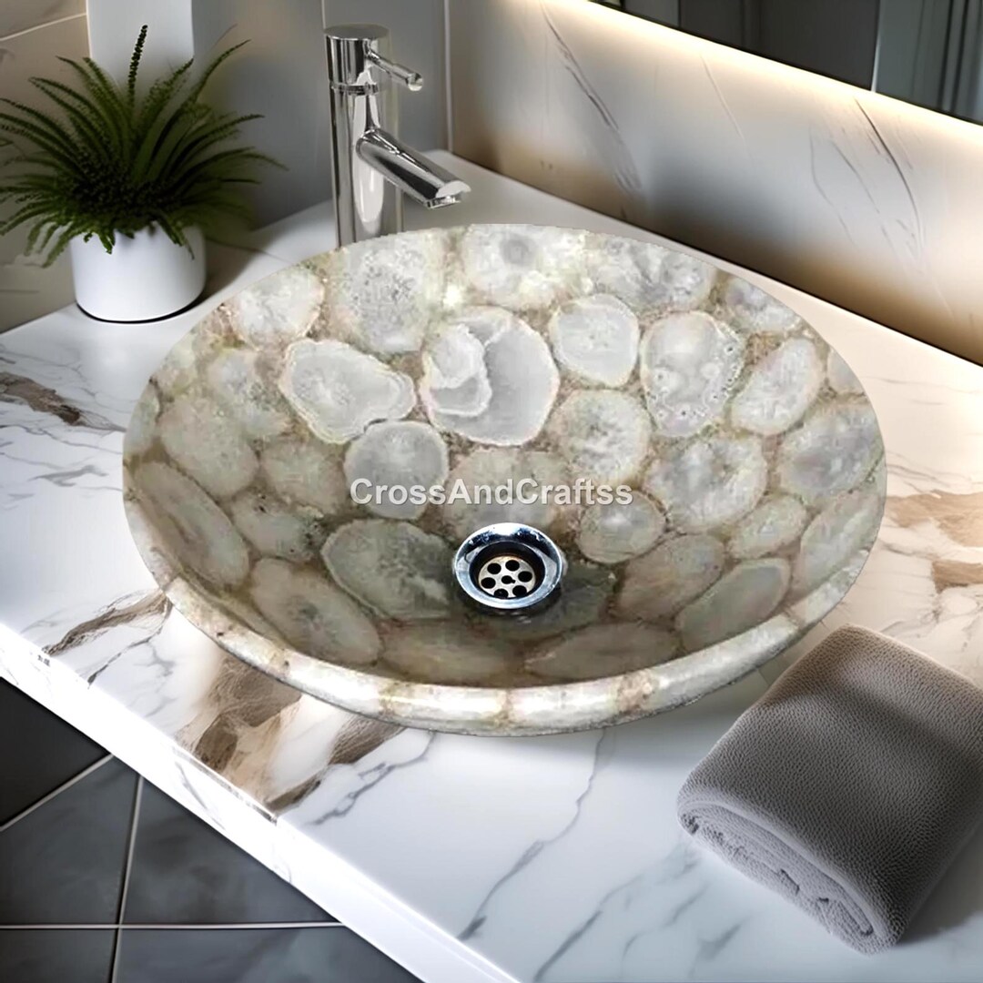 Natural Agate Stone Vessel Sink | Handmade Gemstone Bathroom Basin - Etsy