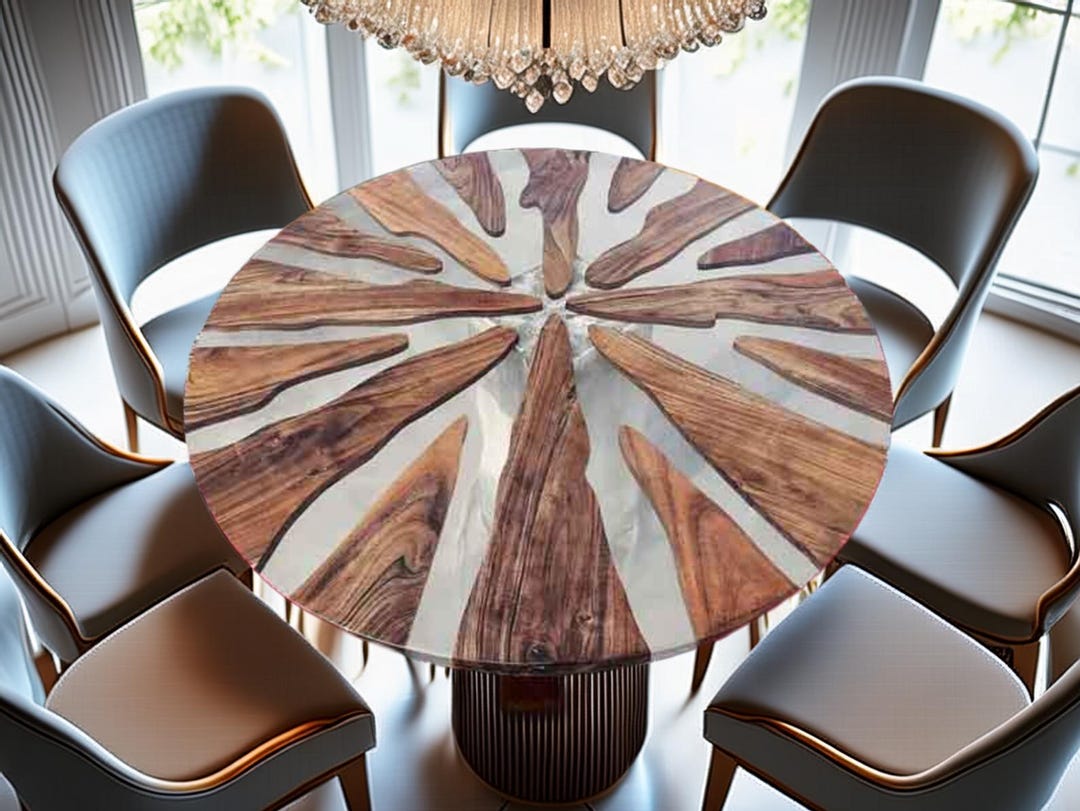 Handmade Live Edge Sunburst Resin Coffee Table | Custom Wood & Epoxy - Etsy