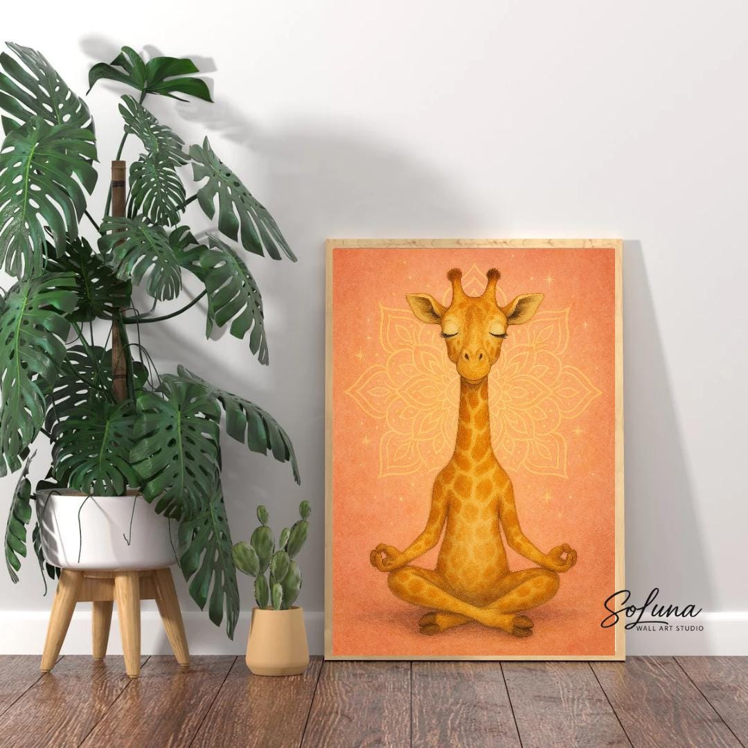 Yoga Giraffe Wall Art | Meditating Animal Printable | Zen Safari Home ...