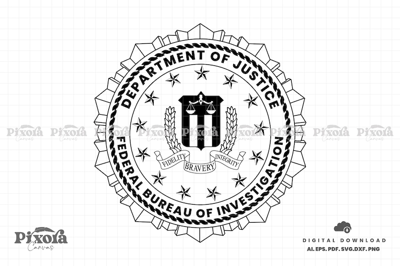 Seal of the Federal Burau of Investigation Svg Bundle, FBI Badge Logo ...