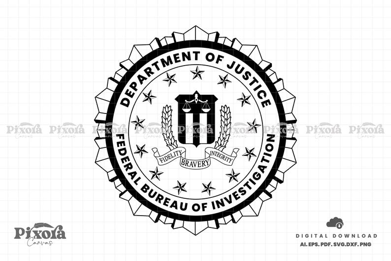 Seal of the Federal Burau of Investigation Svg Bundle, FBI Badge Logo ...