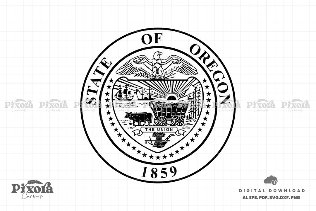 State of Oregon Seal Svg, Oregon Coat of Arms Vector, Oregon Badge ...