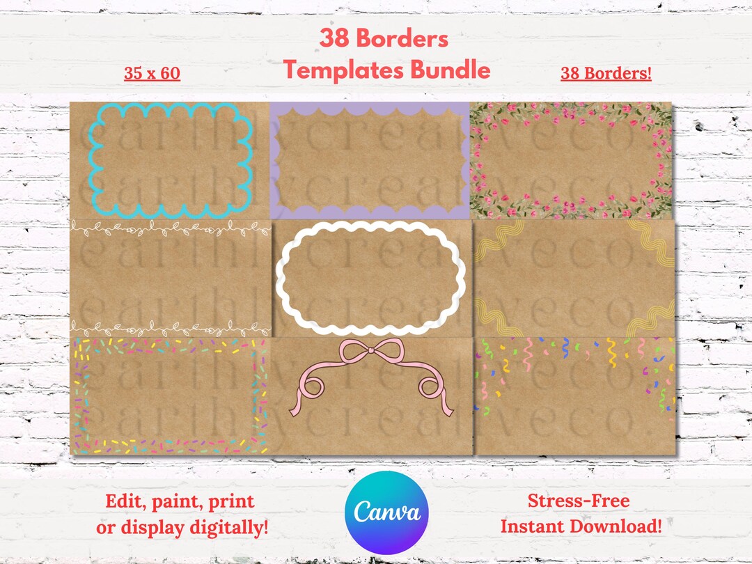 38 Border Banner Templates Bundle: Editable Canva Frames & Banner Page ...
