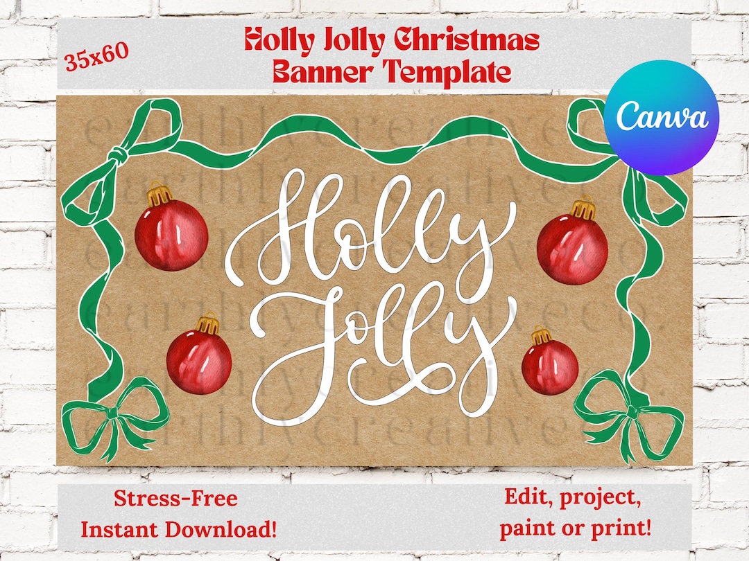 Holly Jolly Christmas Banner Template: Holiday Season Editable Canva ...