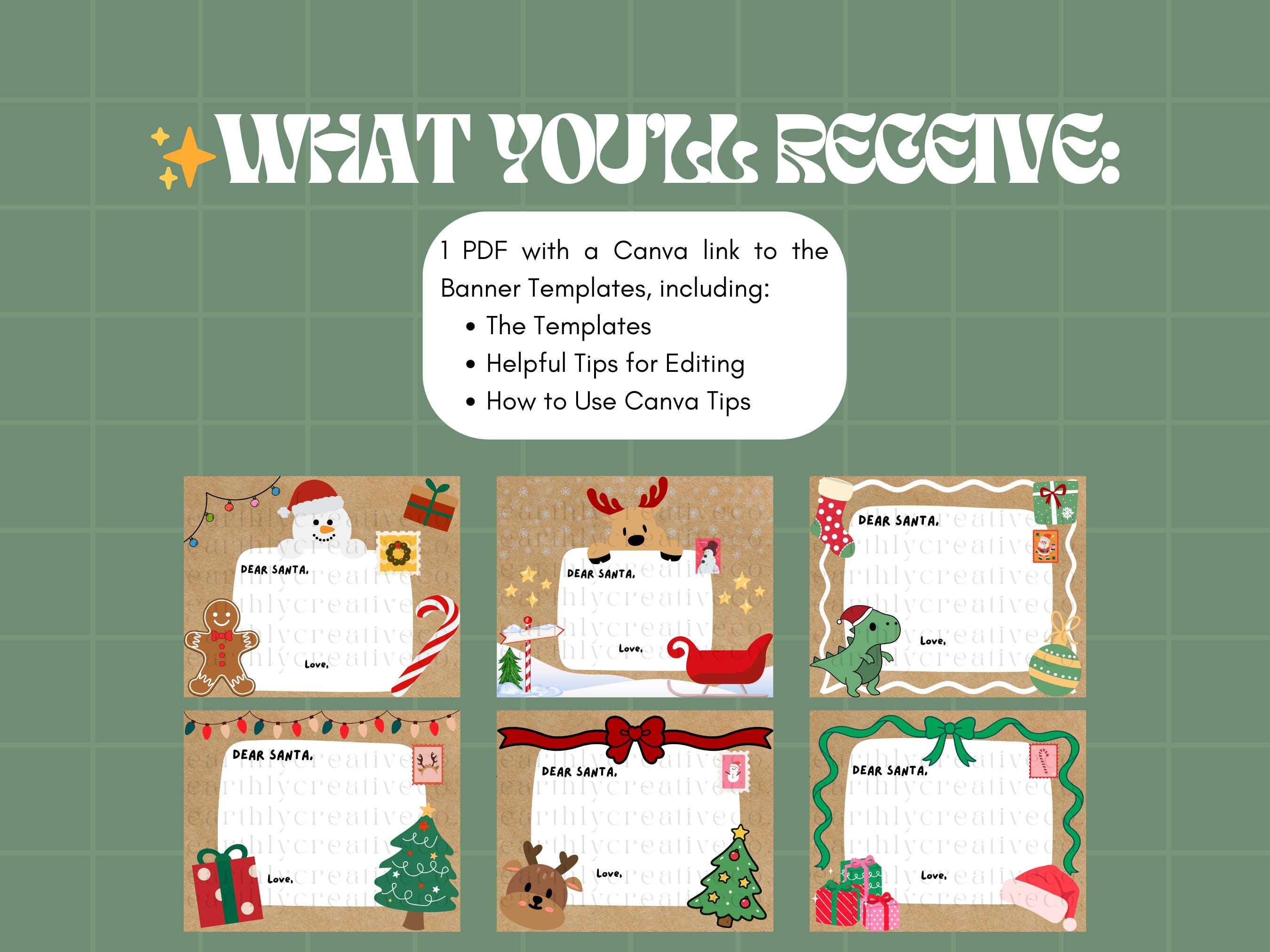 Christmas Letters to Santa Mini Banner Templates: Editable Canva Mini ...