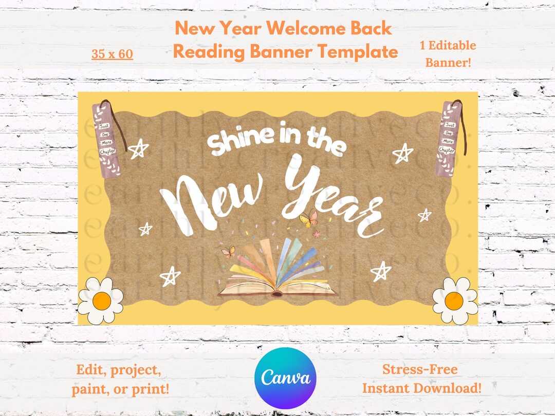 New Year Welcome Back Reading Banner Template: School Classroom Decor ...