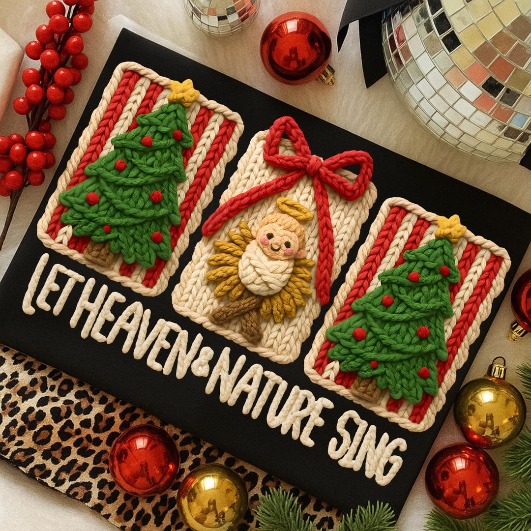 Heaven and Nature Sing PNG, Latch Hook Yarn Jesus Png, Christmas ...