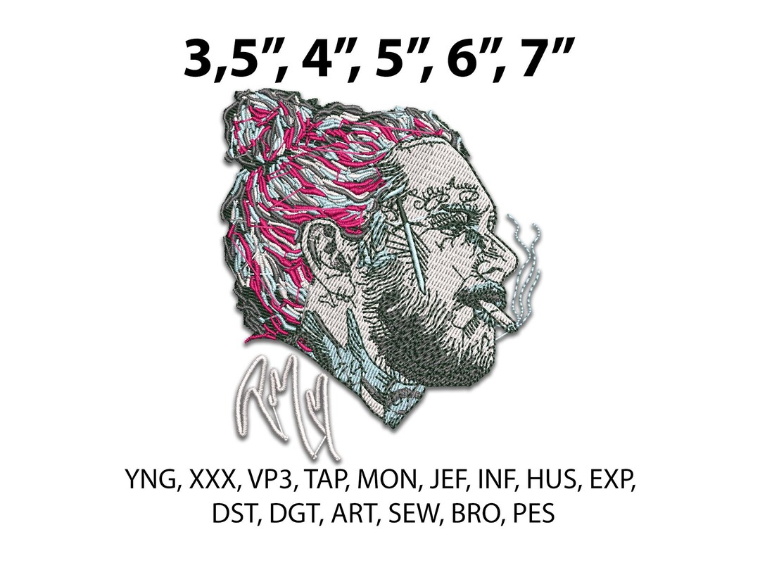Rapper Portrait Embroidery Design, Hip Hop Artist Machine Embroidery ...