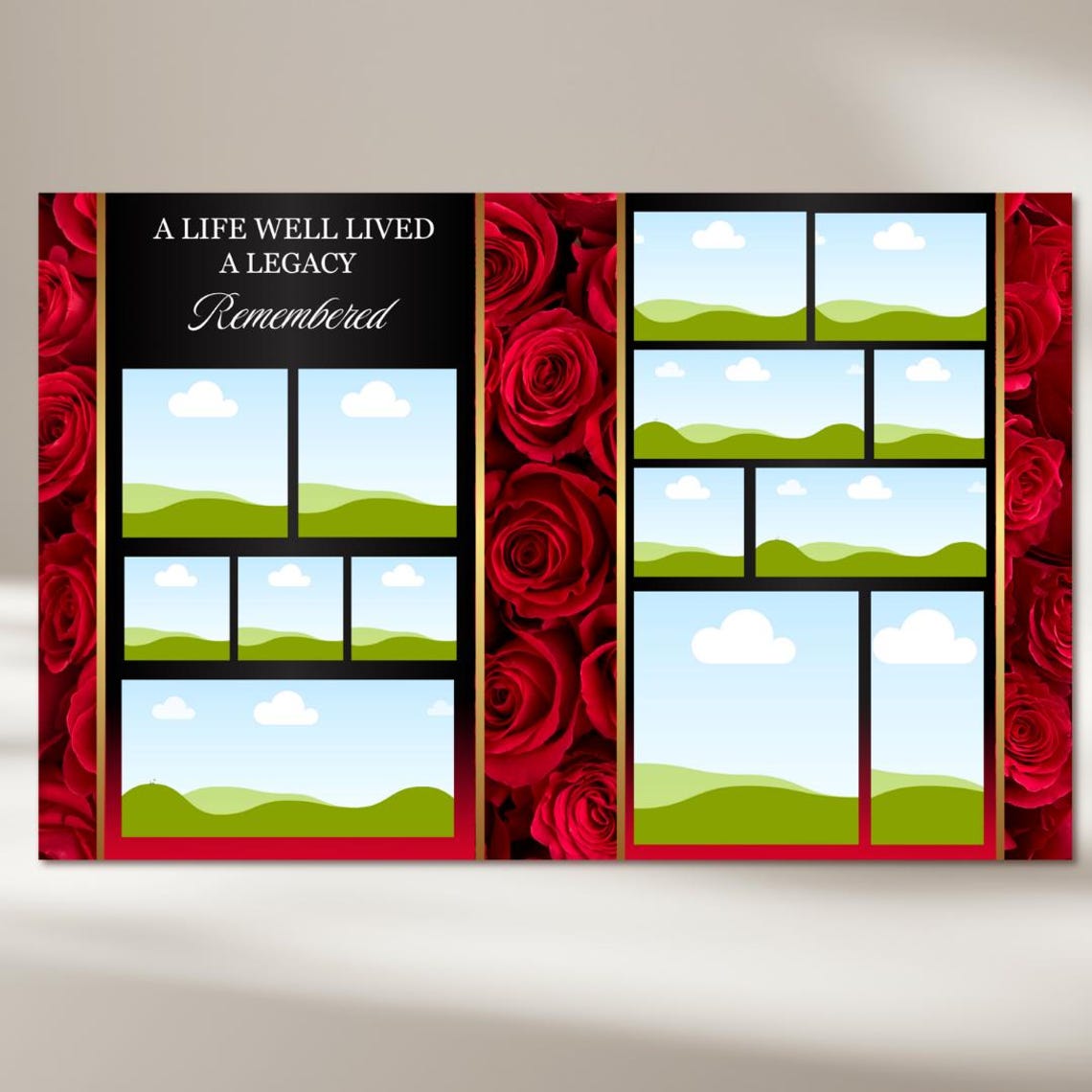 Red Roses Funeral Program Template: Celebration of Life (canva, 8 Pages ...