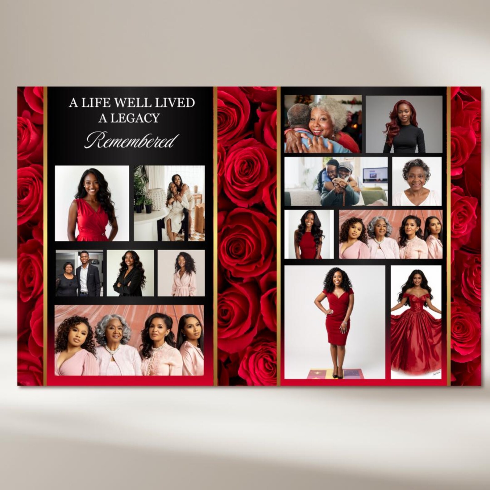 Red Roses Funeral Program Template: Celebration of Life (canva, 8 Pages ...