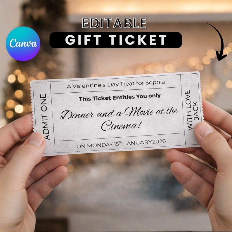 Editable Gift Ticket Template: DIY Birthday Voucher (canva Template) - Etsy