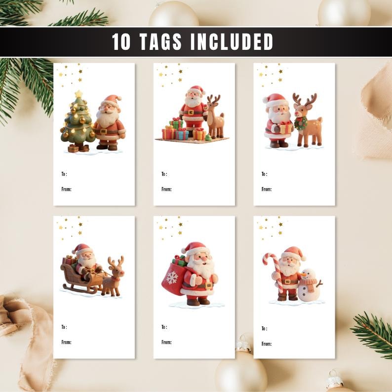 Assorted Christmas Gift Tags Printable, Holiday Favor Tags (digital ...