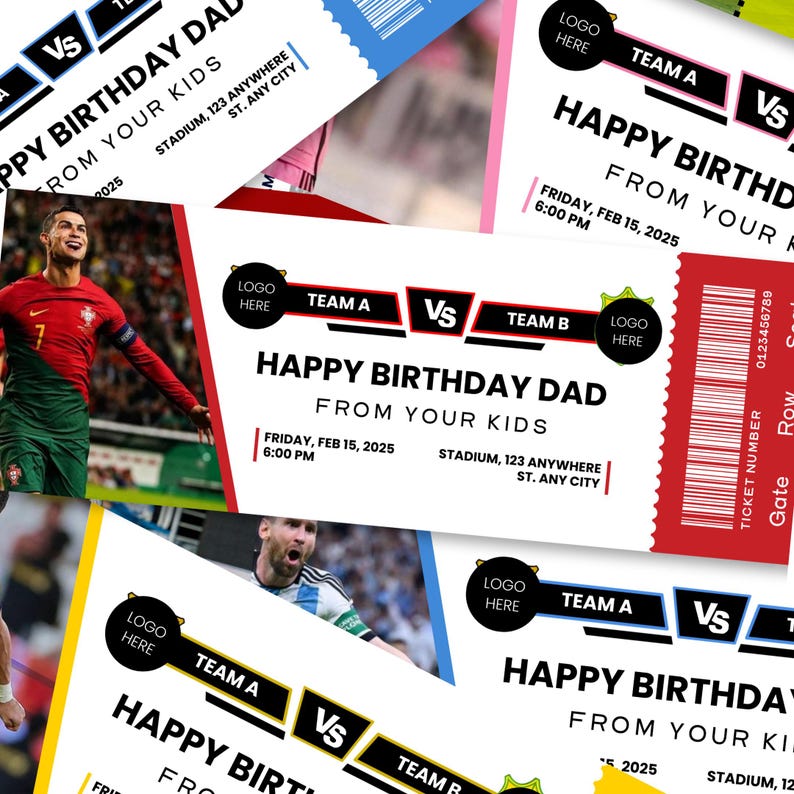 Editable Soccer Ticket Template, Customizable Game Day, Birthday, Party ...