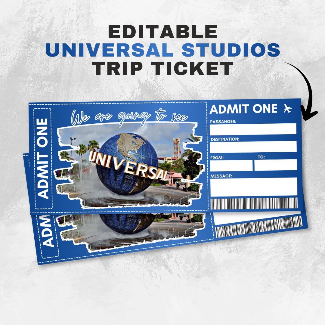 Editable Universal Studios Trip Ticket - Surprise Gift Boarding Pass ...