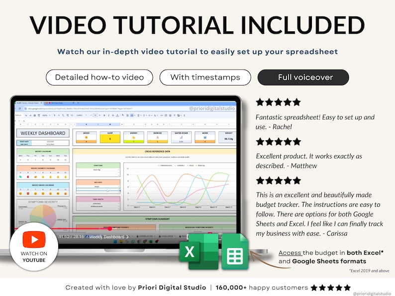 Health Tracker Spreadsheet Google Sheets Chronic Illness Symptom Log ...