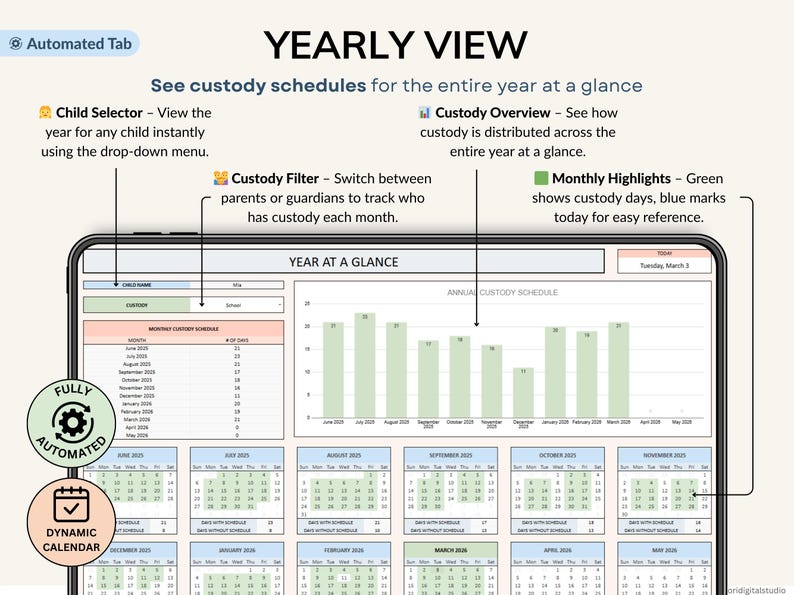 Co-parenting Tracker Spreadsheet Google Sheets Custody Schedule Child ...