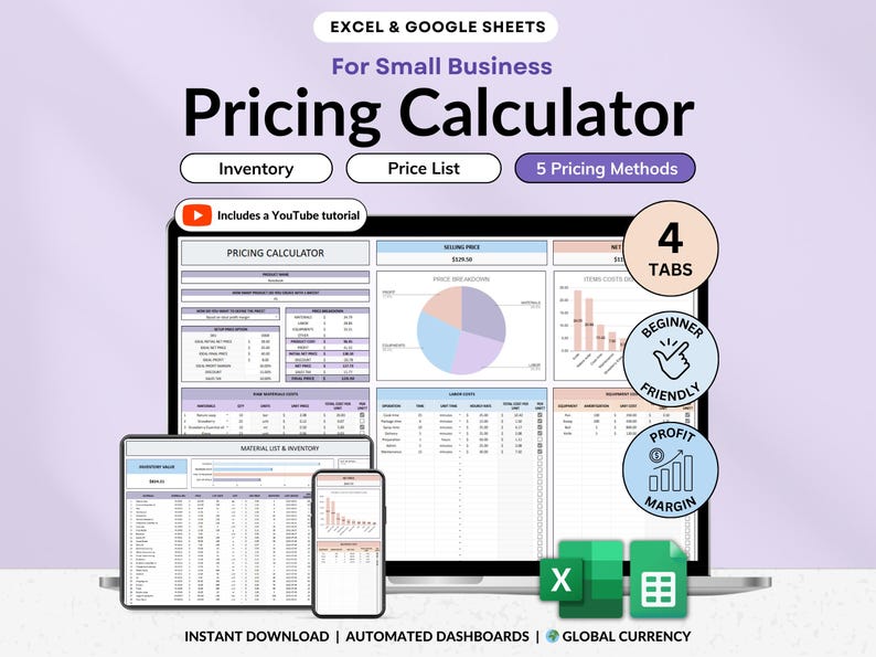 Small Business Pricing Calculator Spreadsheet Excel Google Sheets ...