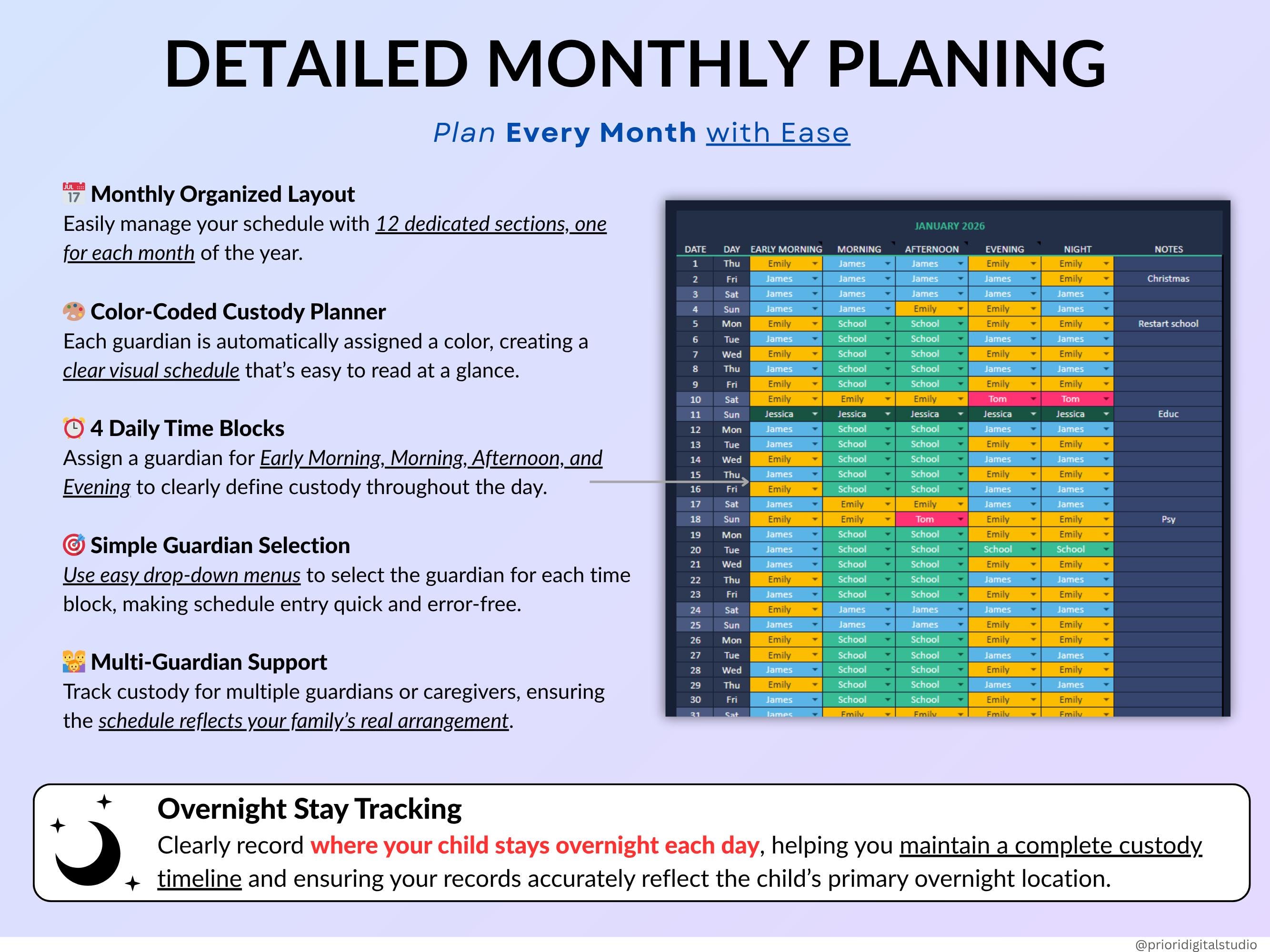 Co Parenting Custody Tracker Excel Visitation Tracker Google Sheets ...