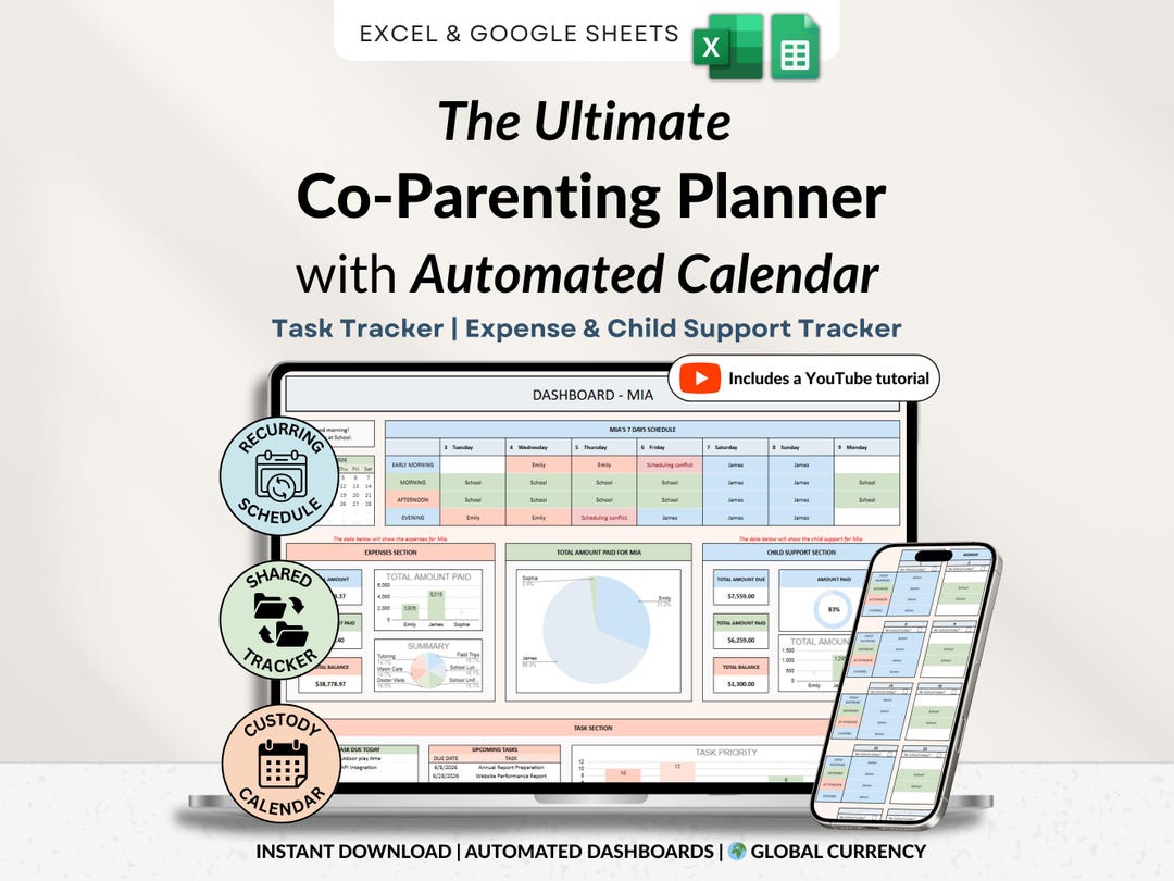 Co-parenting Tracker Spreadsheet Google Sheets Custody Schedule Child ...