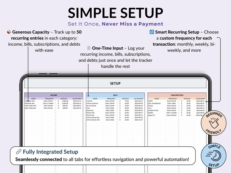 Bill Calendar 2025 2026 Bill Tracker Spreadsheet for Google Sheets and ...