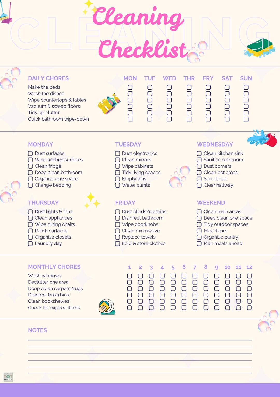Templates, Template, Cleaning Template, Cleaning Checklist, Fun ...