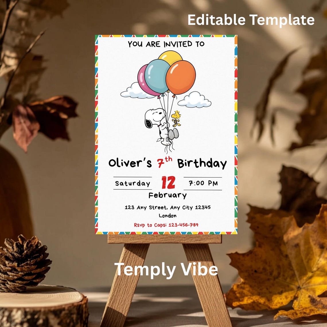 Snoopy Birthday Invitation, Editable in Canva, the Peanuts Birthday ...
