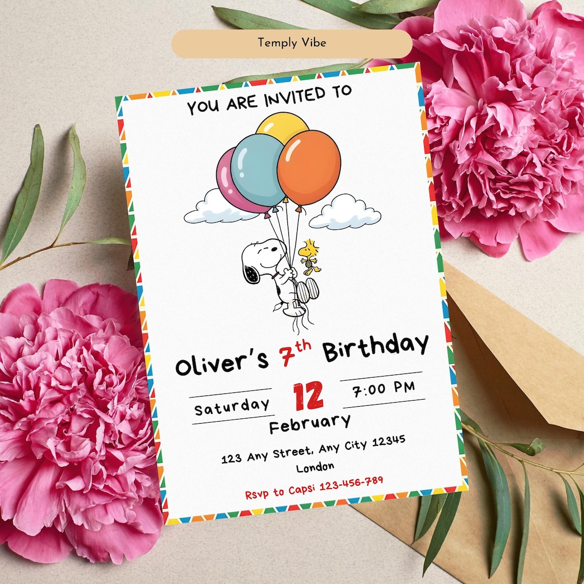 Snoopy Birthday Invitation, Editable in Canva, the Peanuts Birthday ...