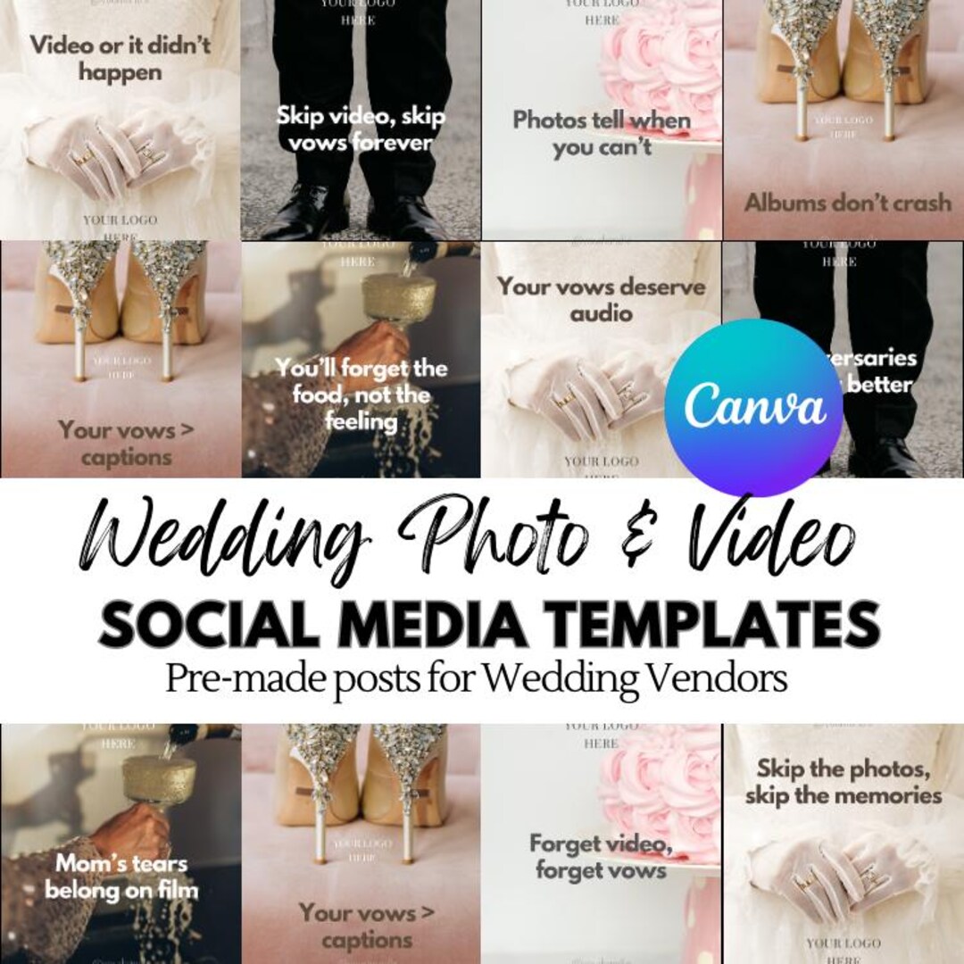 Wedding Photo and Video Posts: 100 Pre-made Social Media Content ...