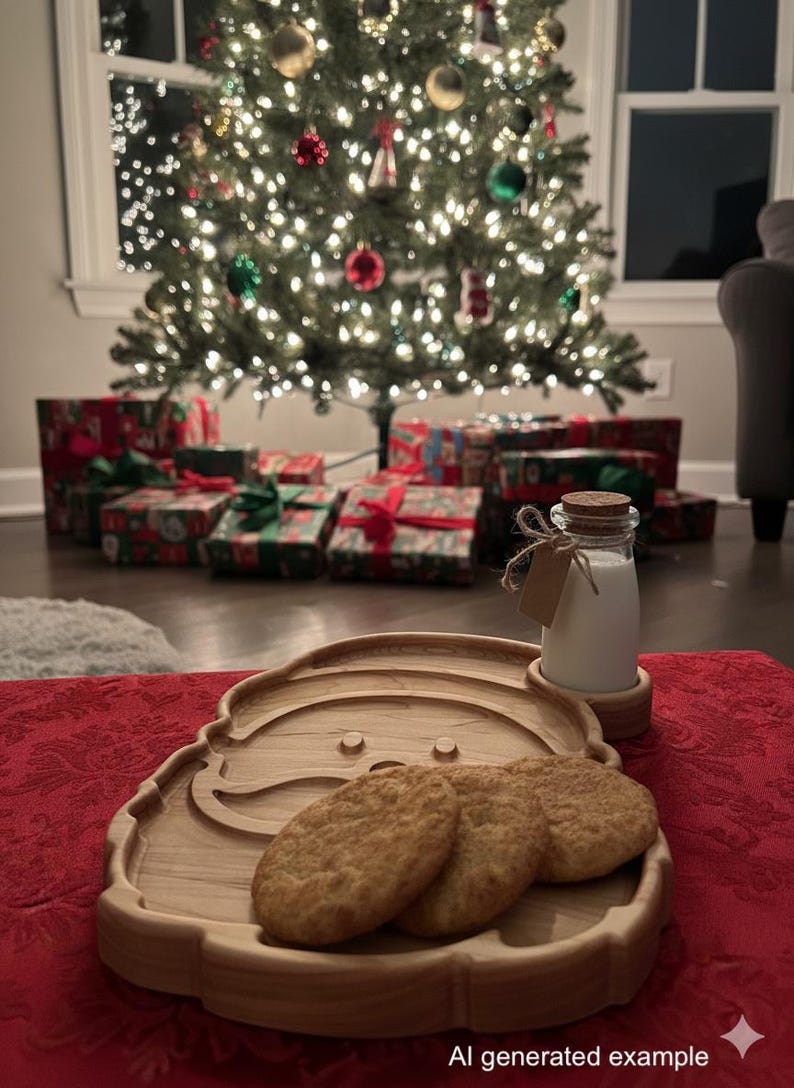 Santa’s Cookies & Milk Tray Set: Handcrafted Heirloom Maple Christmas ...