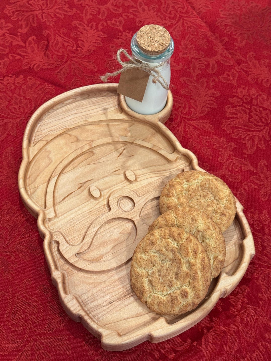 Santa’s Cookies & Milk Tray Set: Handcrafted Heirloom Maple Christmas ...
