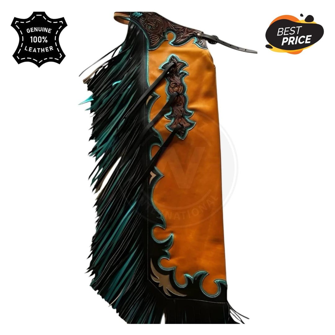 Handmade Orange Leather Rodeo Chaps Custom Western Bull Riding Gear - Etsy