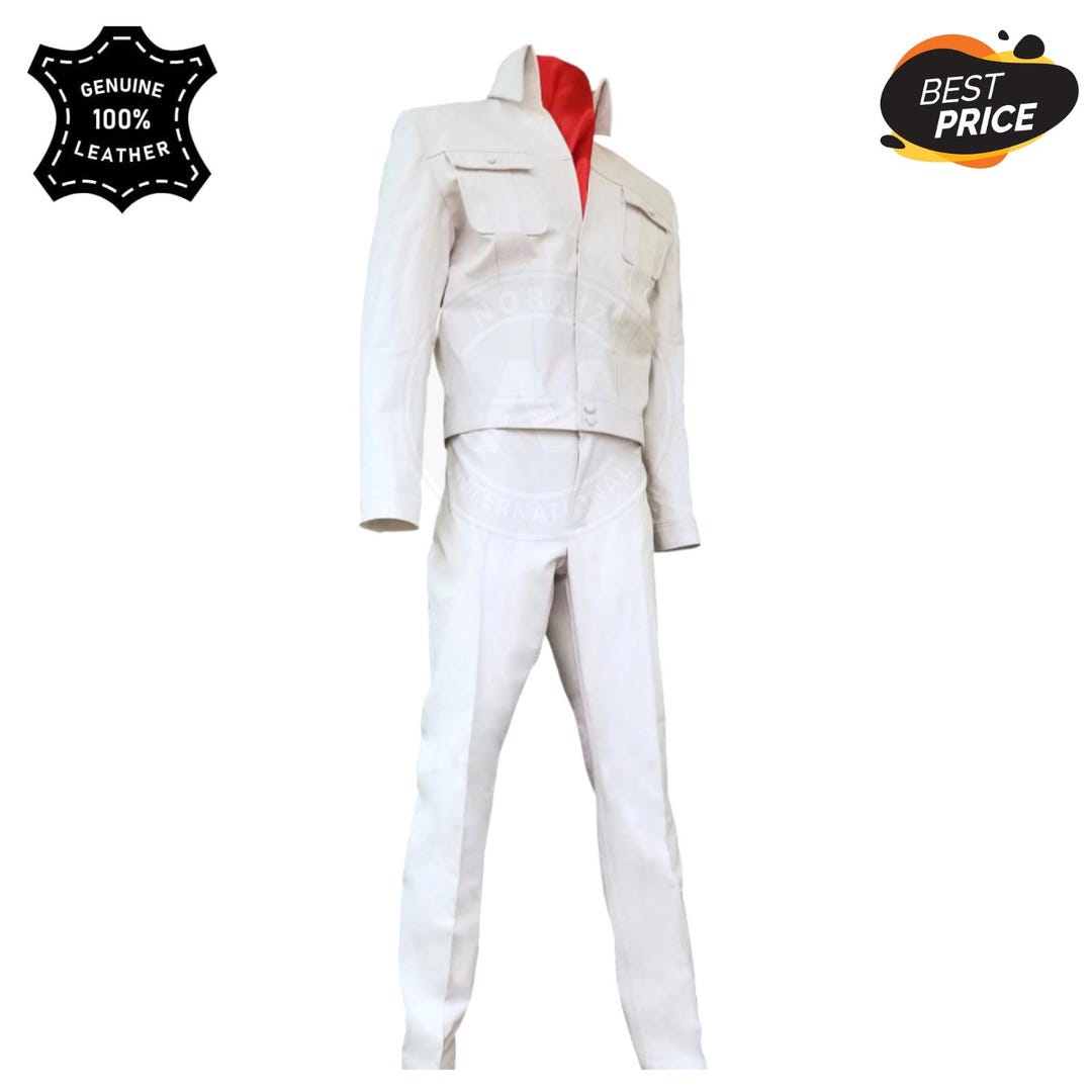 White Lambskin Leather Elvis Suit 1968 Comeback Special Tribute Costume ...