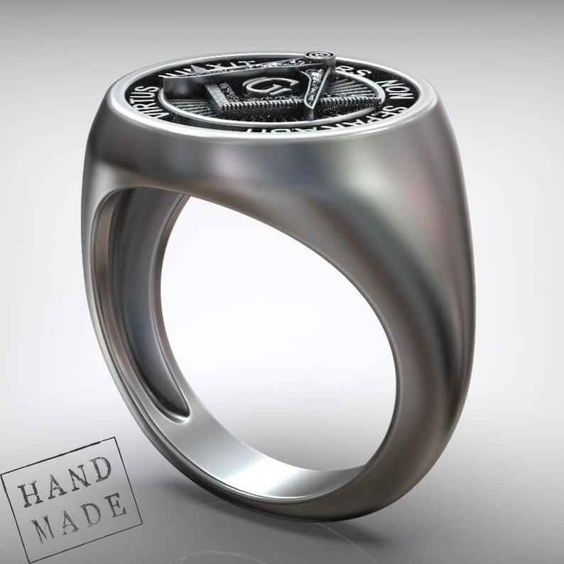 Freemason Silver Signet Ring, Brotherhood Symbols (men's Size Options ...