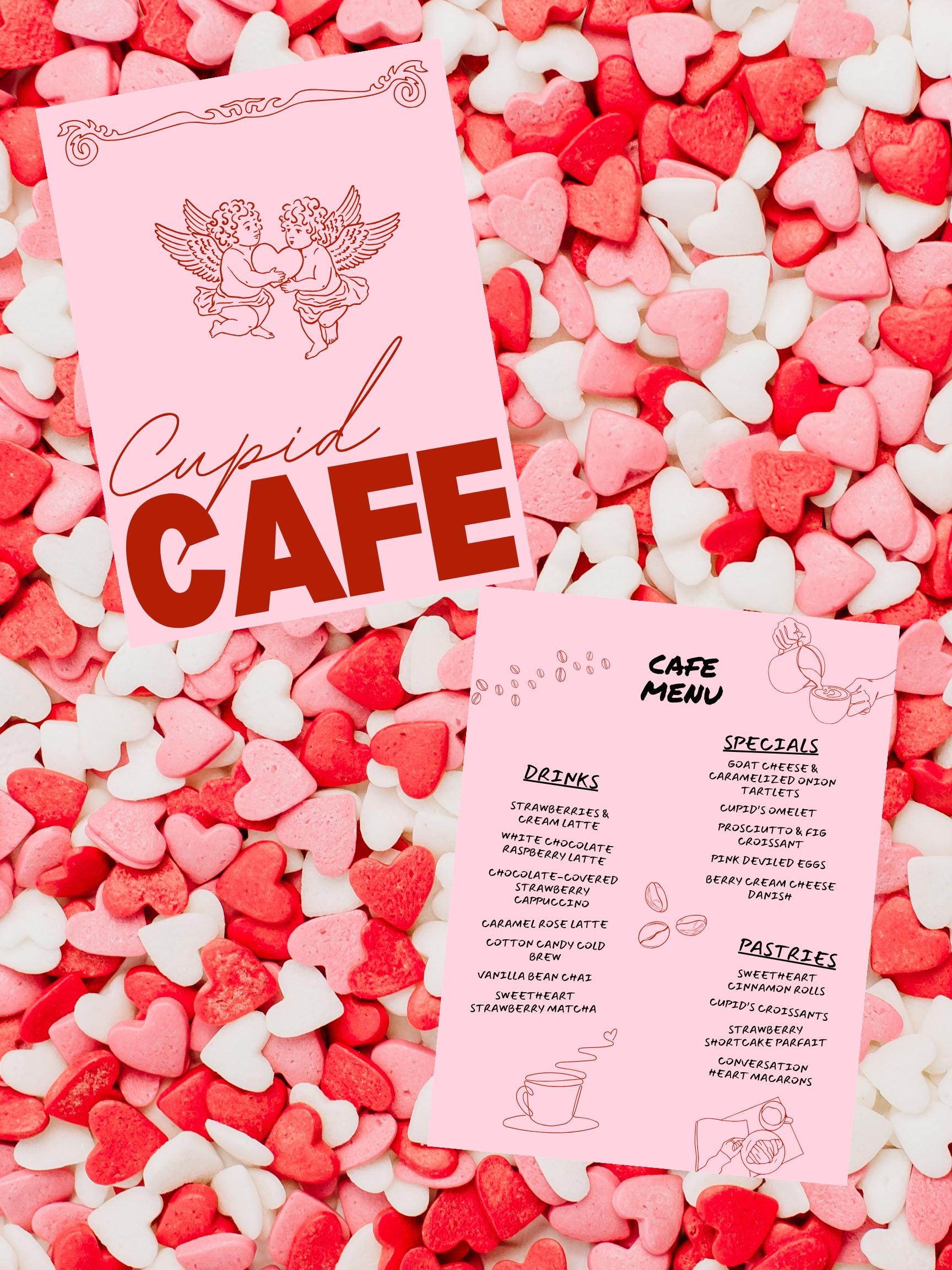 Cupid Cafe Valentine’s Day Menu, Pink Coffee Shop Menu Template ...