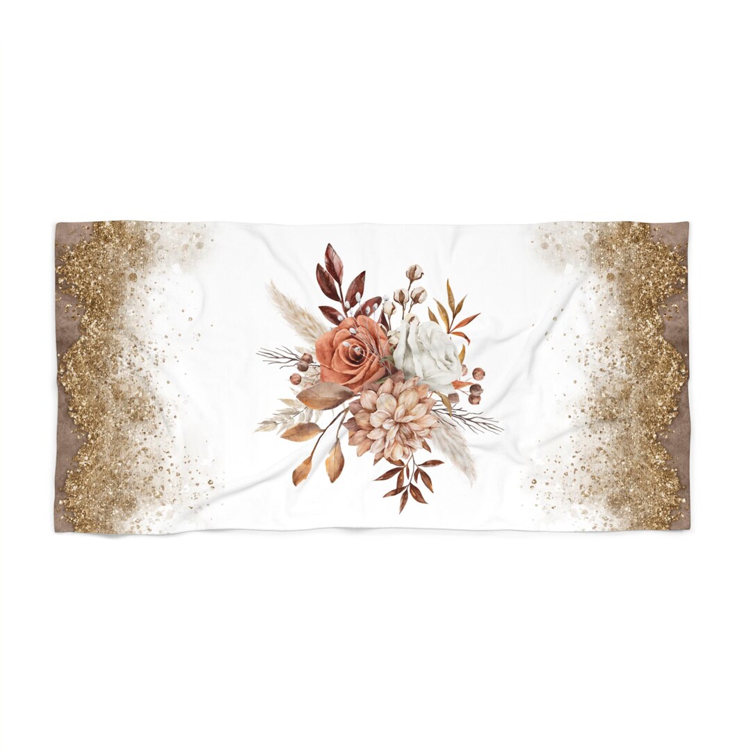 Floral Beach Towel, Elegant Beach Decor, Summer Accessories, Poolside ...