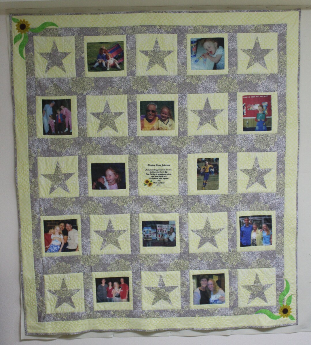 Graduation Memory Quilt With 12 Pictures, With Custom Embroidery and ...