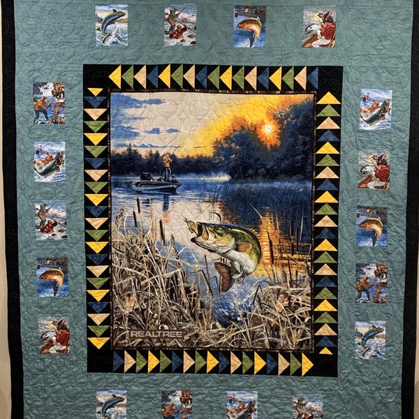 Fishing Quilt Panel - Etsy