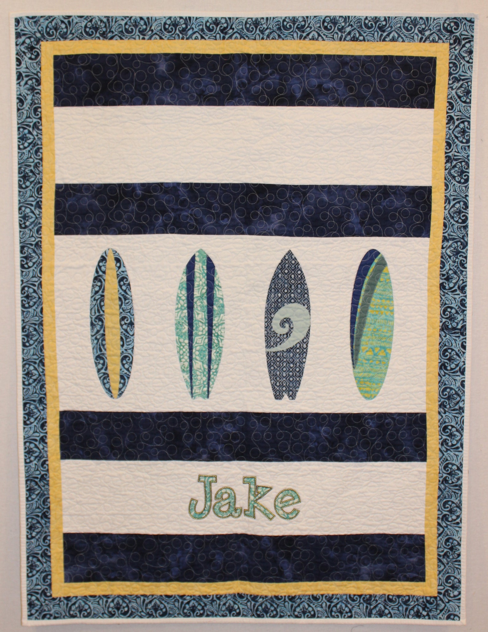 Baby Quilt With a Surfing Theme and Personalized Name and - Etsy