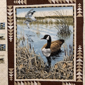 Fishing or Hunting Quilt With Large Bass Panel and Smaller Fishing ...