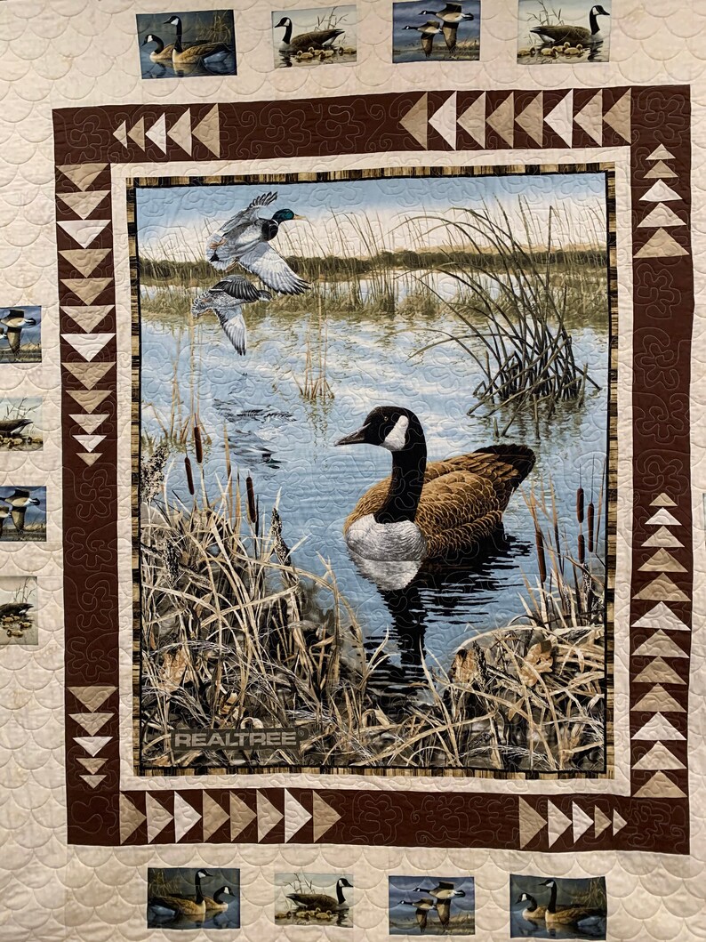 Fishing or Hunting Quilt With Large Bass Panel and Smaller - Etsy