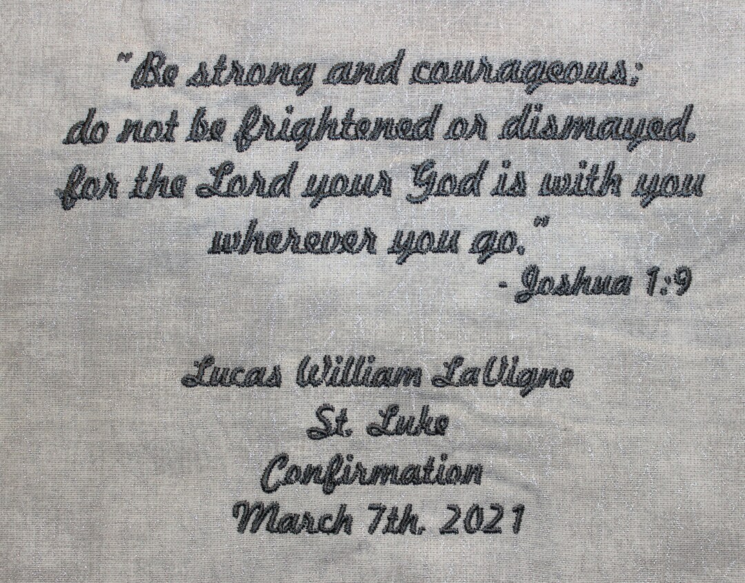 Embroidered Confirmation Quilt Label With Bible Verse - Etsy
