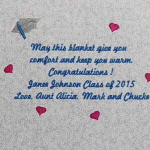 Large Quilt Label: Custom Embroidered Label About With Graduation Theme ...