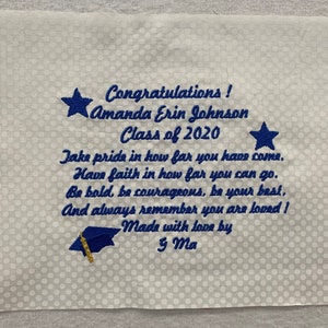 Custom Embroidered Graduation Quilt Label With Stars and Graduation Hat ...