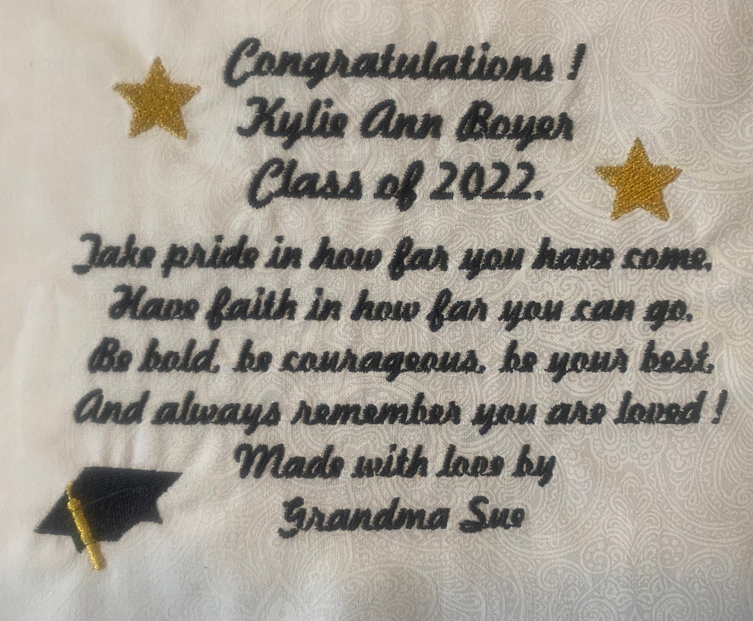 Custom Embroidered Graduation Quilt Label With Stars and - Etsy